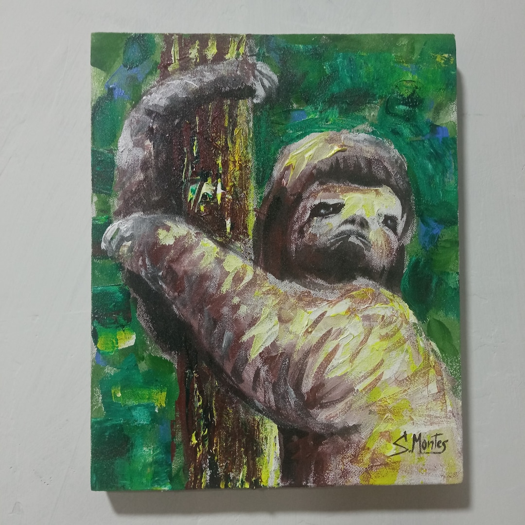 Original Peruvian Sloth Oil Painting - Etsy