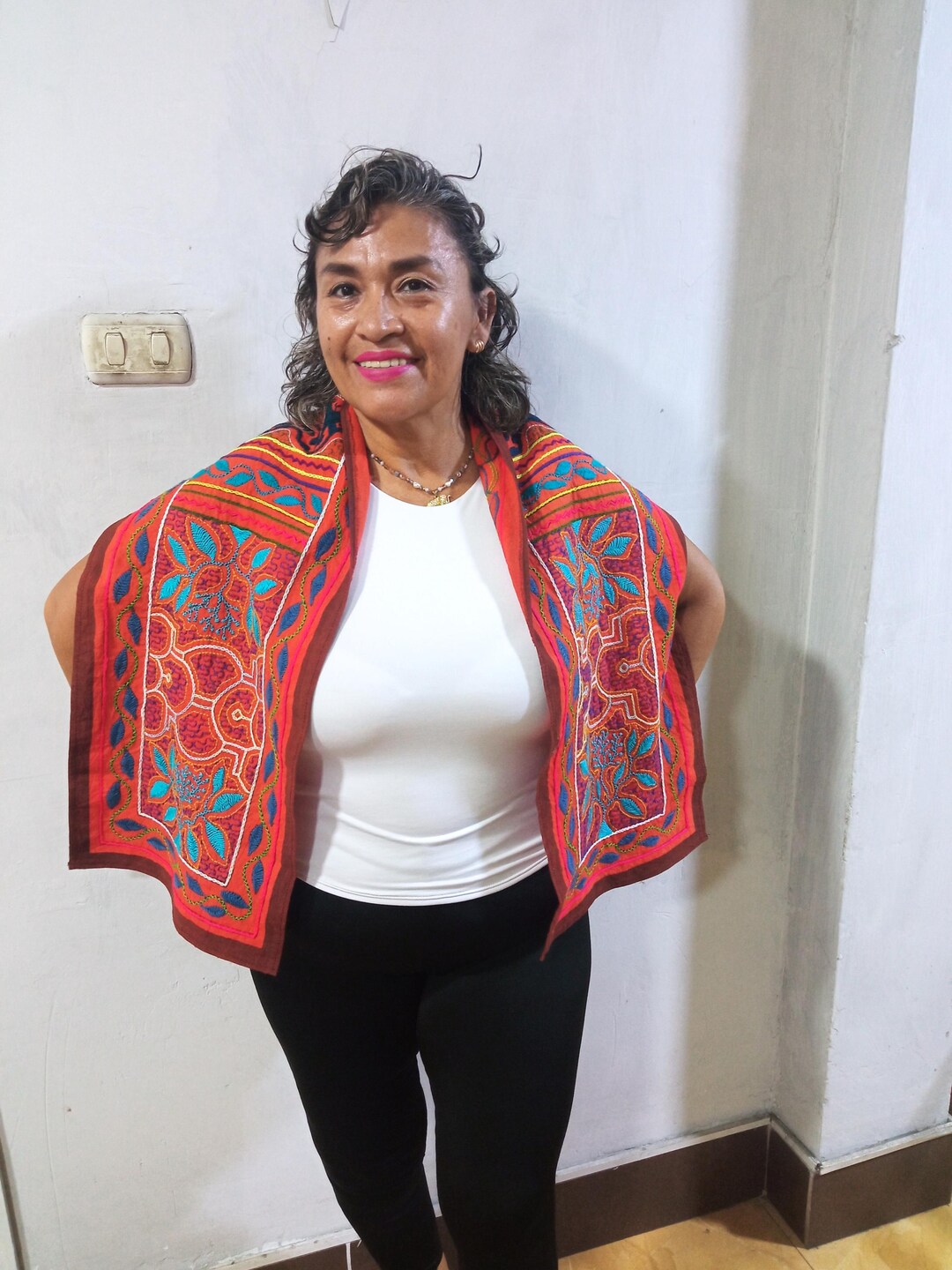 Shipibo Unique Embroidery Scarf - Etsy