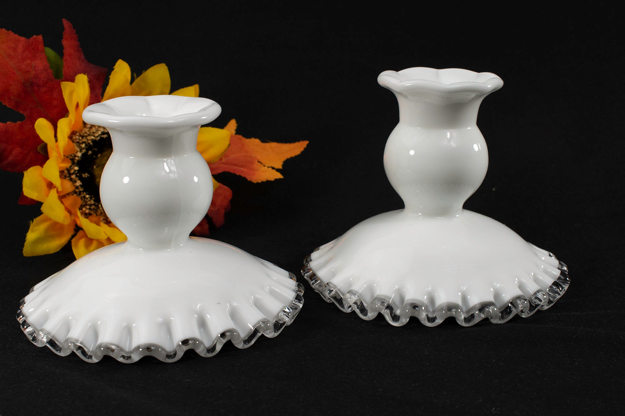 Vintage Fenton Silvercrest Candlesticks Beautiful Milk Glass - Etsy