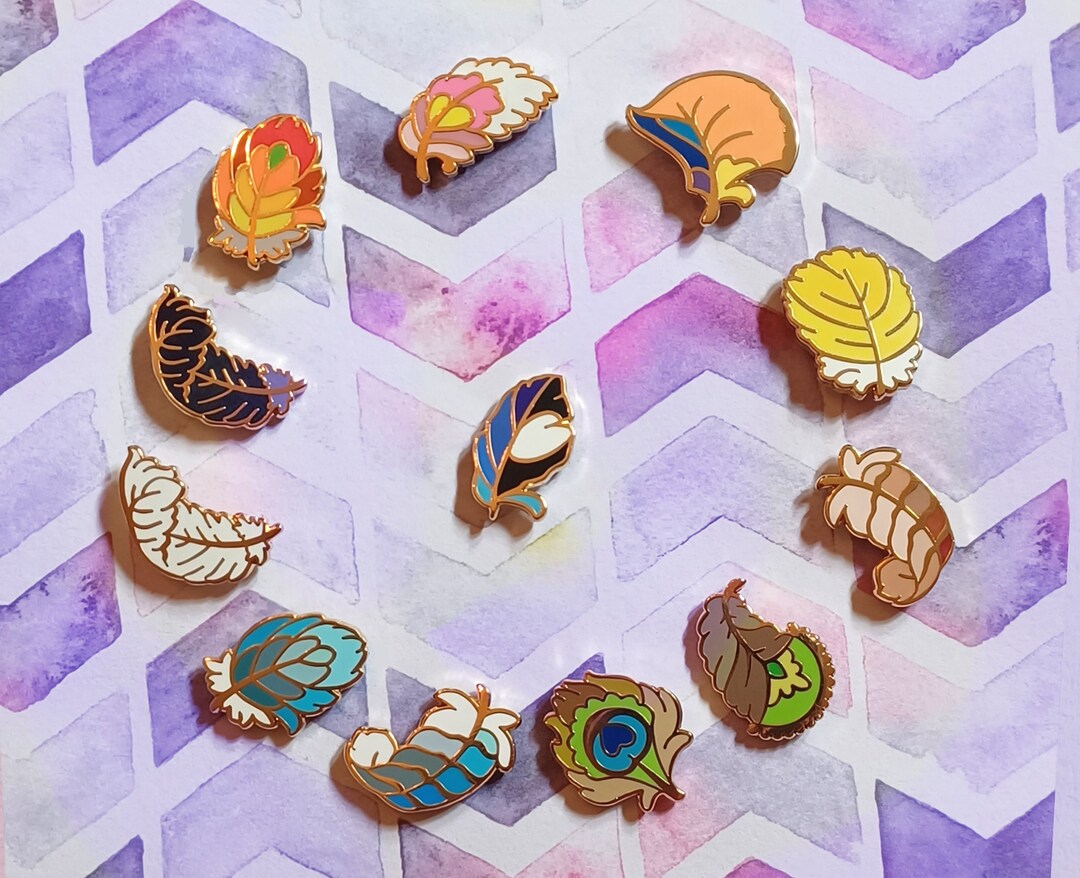 SET OF FOUR Mini Board Filler Pins Small Feather Brooch Set - Etsy