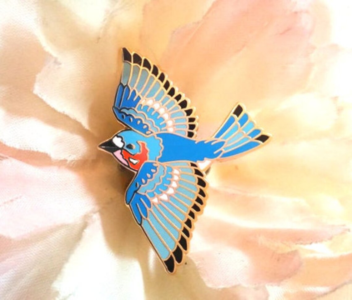 Hard Enamel Pin Bluebird of Happiness Something Blue Unique | Etsy