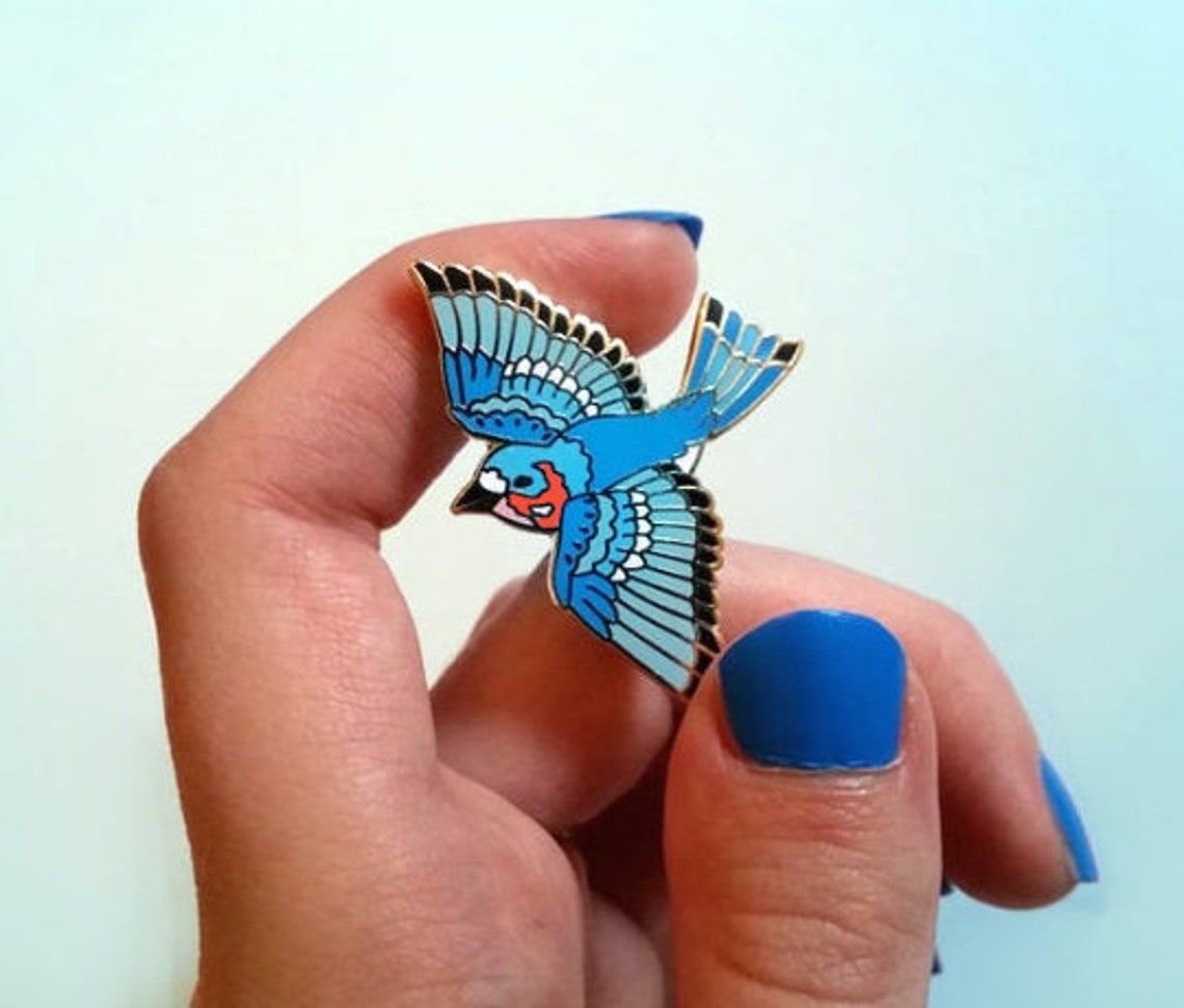 Hard Enamel Pin Bluebird of Happiness Something Blue Unique | Etsy