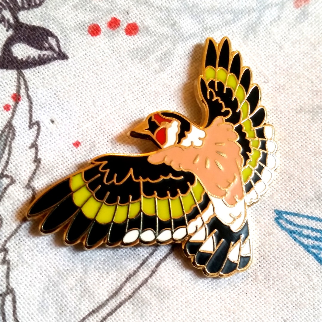 Hard Enamel Pin British Birds Goldfinch Lapel Pin Gold Bird - Etsy