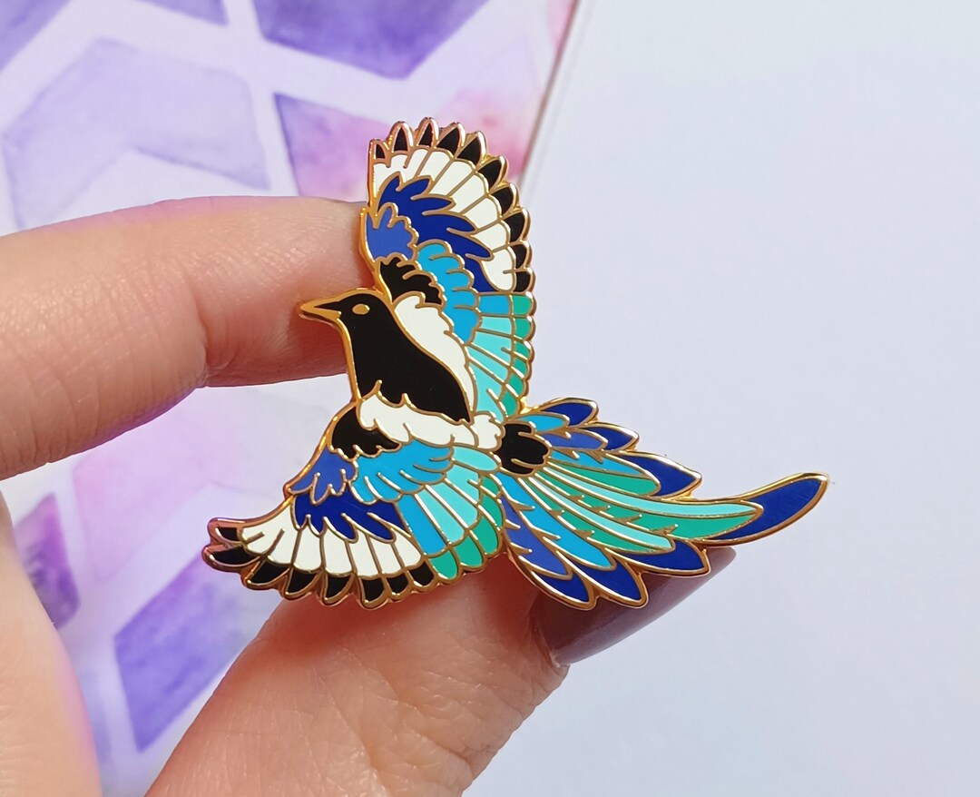 Hard Enamel Pin Magpie British Bird Gold Plated Lapel Pin - Etsy