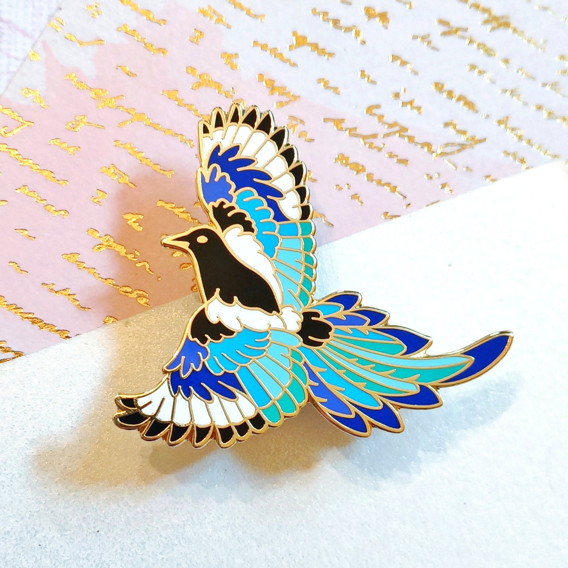 Hard Enamel Pin Magpie British Bird Gold Plated Lapel Pin | Etsy