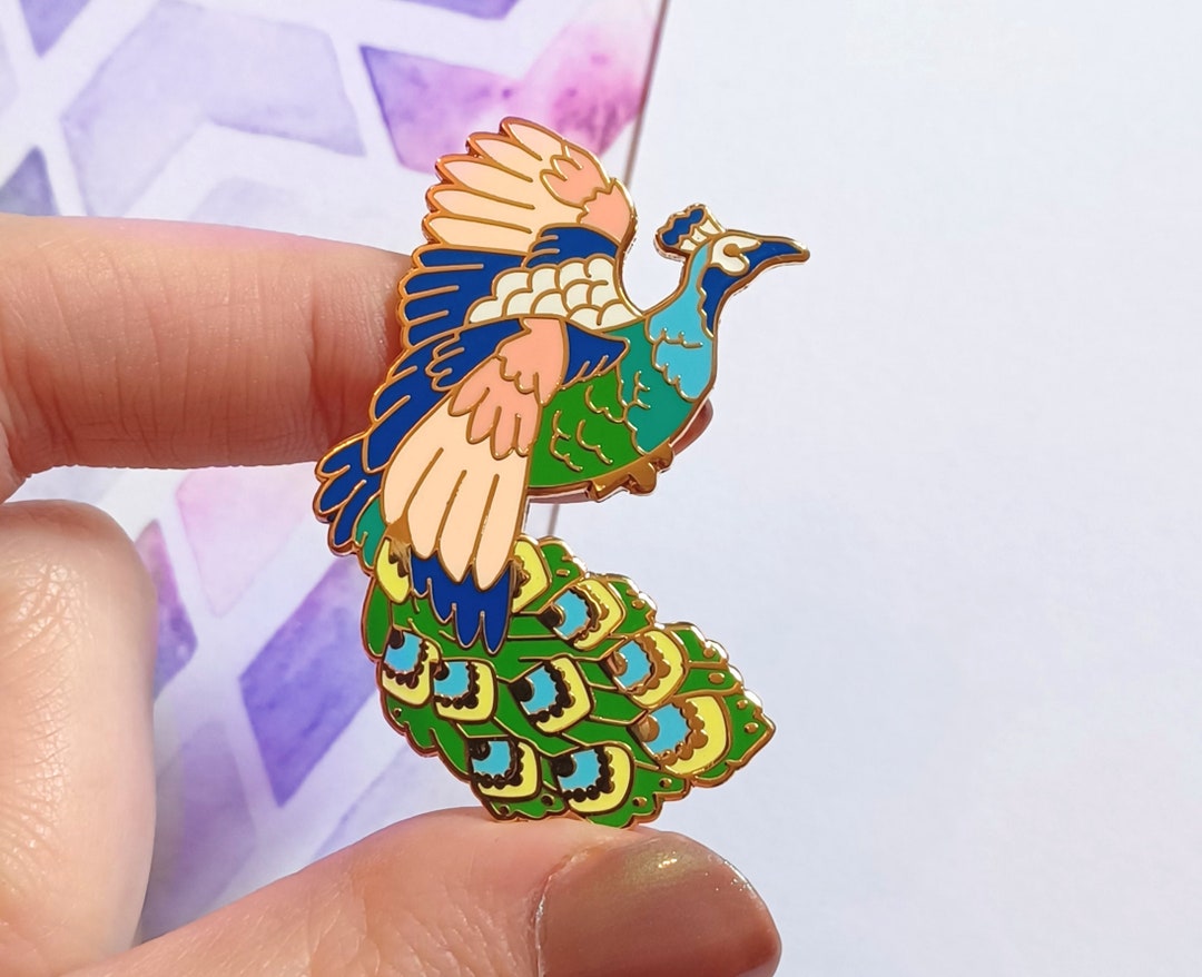 Hard Enamel Pin, Peacock Bird Lapel Pin, Gold Animal Brooch, Gorgeous ...