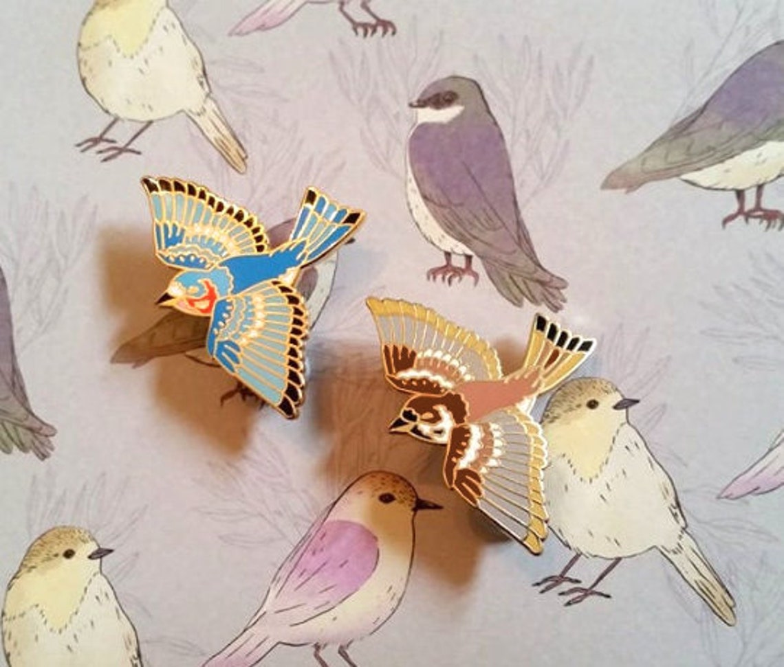 Hard Enamel Pin Bluebird of Happiness Something Blue Unique | Etsy