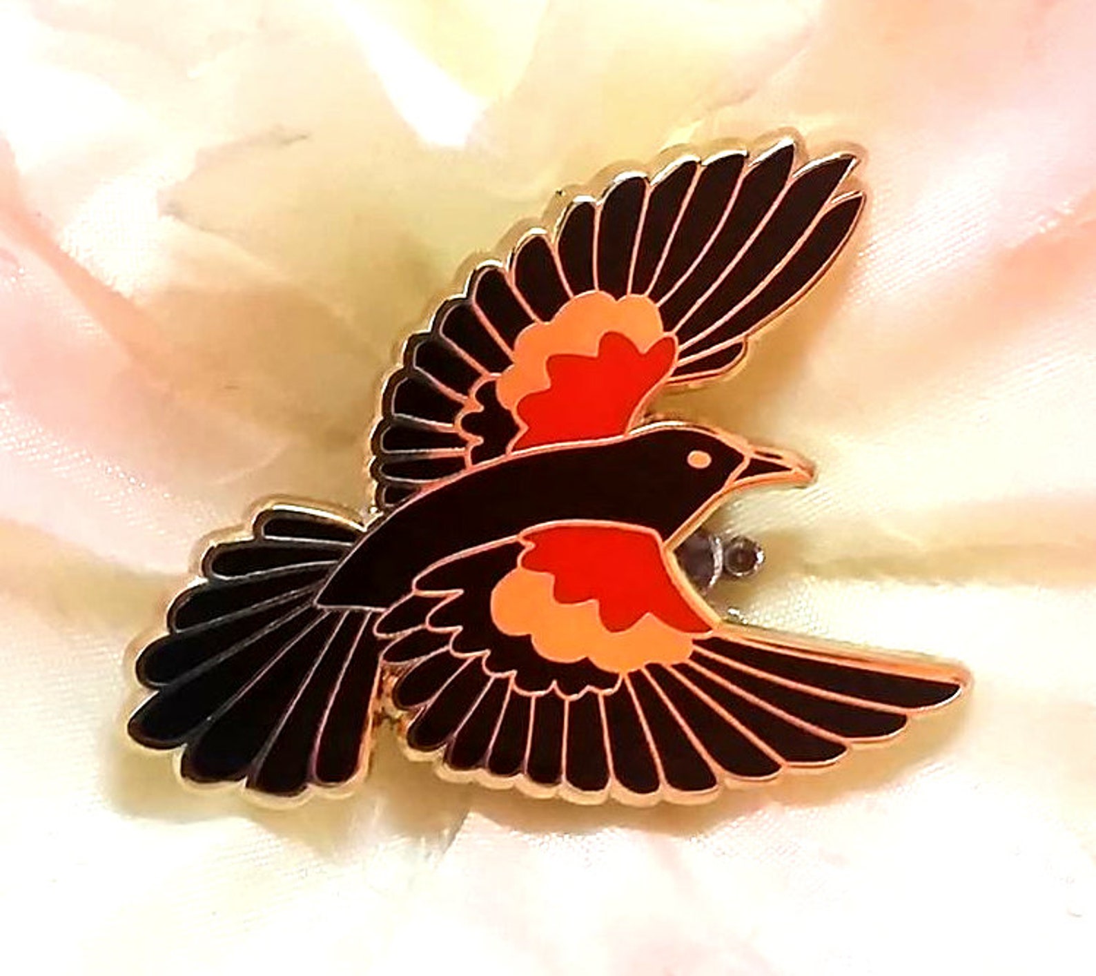 Hard Enamel Pin Red Winged Blackbird Animal Brooch Bird - Etsy