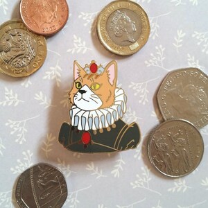Hard Enamel Pin, Ginger Cat Lapel Pin, Queen Elizabeth Brooch, Unique ...