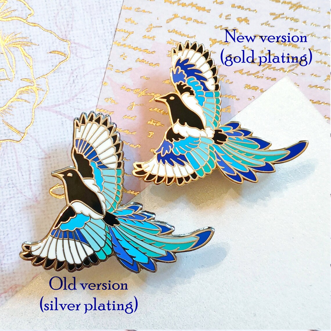 Hard Enamel Pin Magpie British Bird Gold Plated Lapel Pin | Etsy