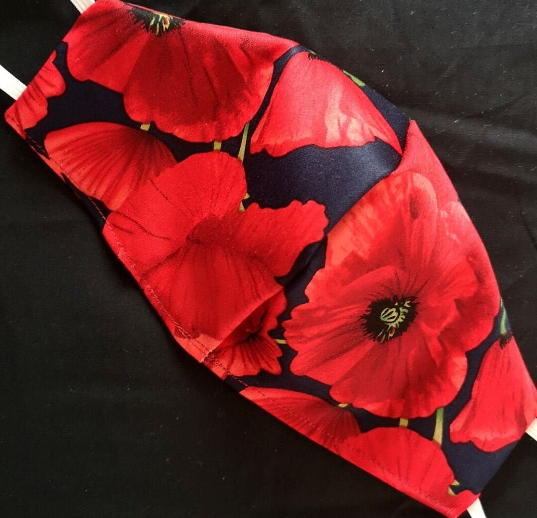 Adult Remembrance Poppy Poppies Handmade Face Mask Masque Cotton OEKO ...