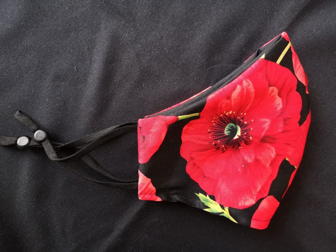 Adult Remembrance Poppy Poppies Handmade Face Mask Masque - Etsy