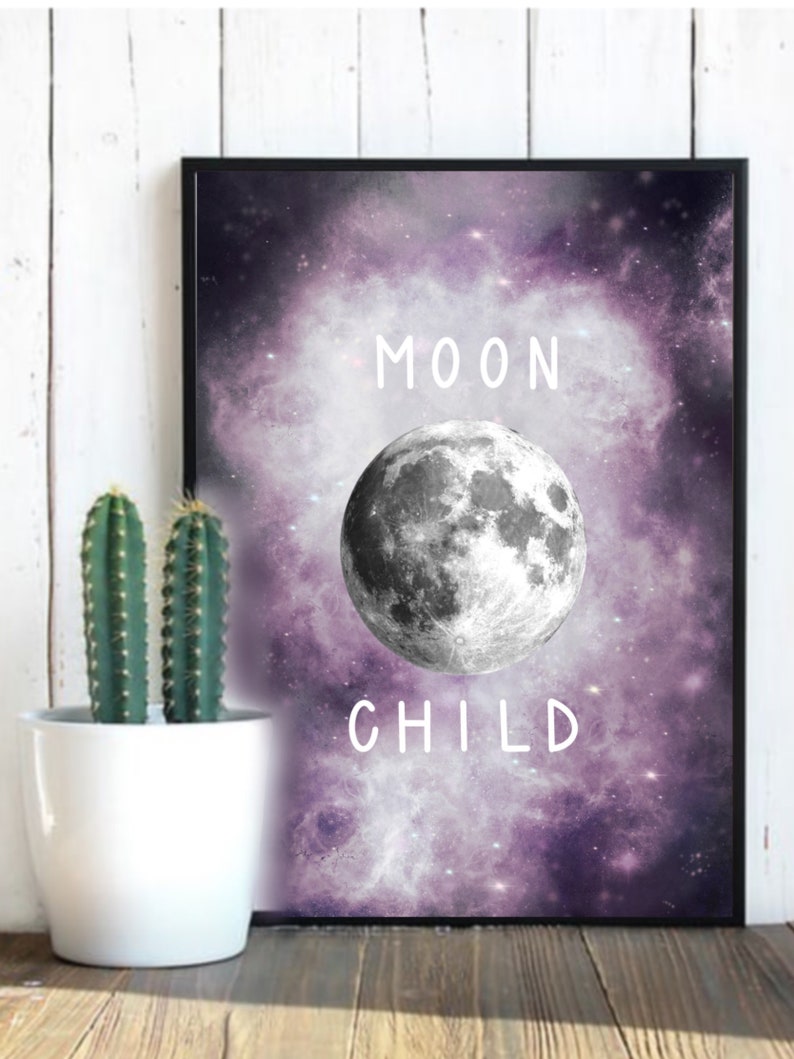 Moon Child Digital Art Print Interior Design Moon Witch Room Decor - Etsy