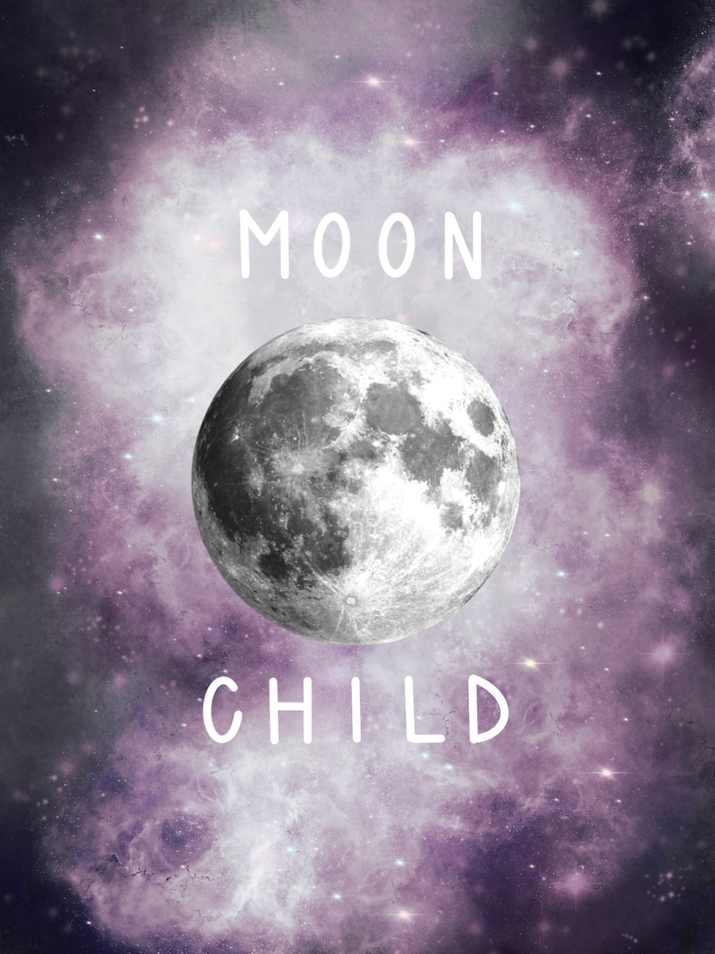 Moon Child Digital Art Print Interior Design Moon Witch Room Decor - Etsy