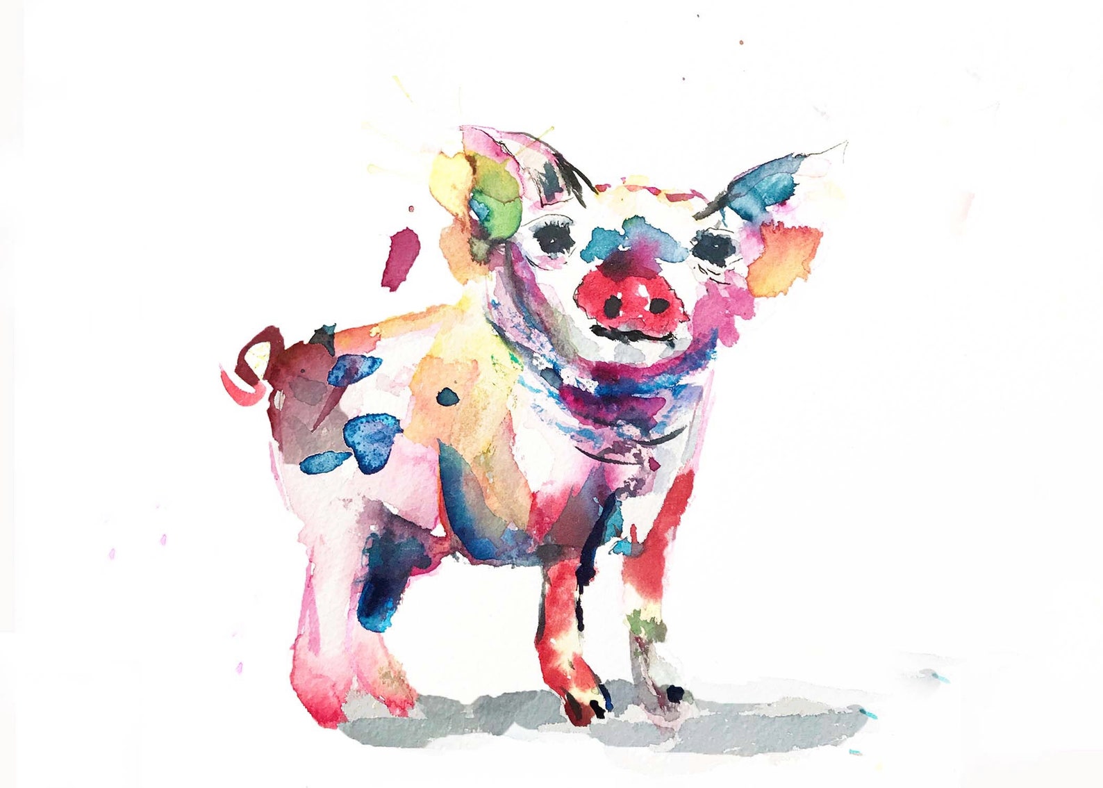 Pig Painting, Pink Pig, Glicee, Original Art, Watercolor, Pig Art ...