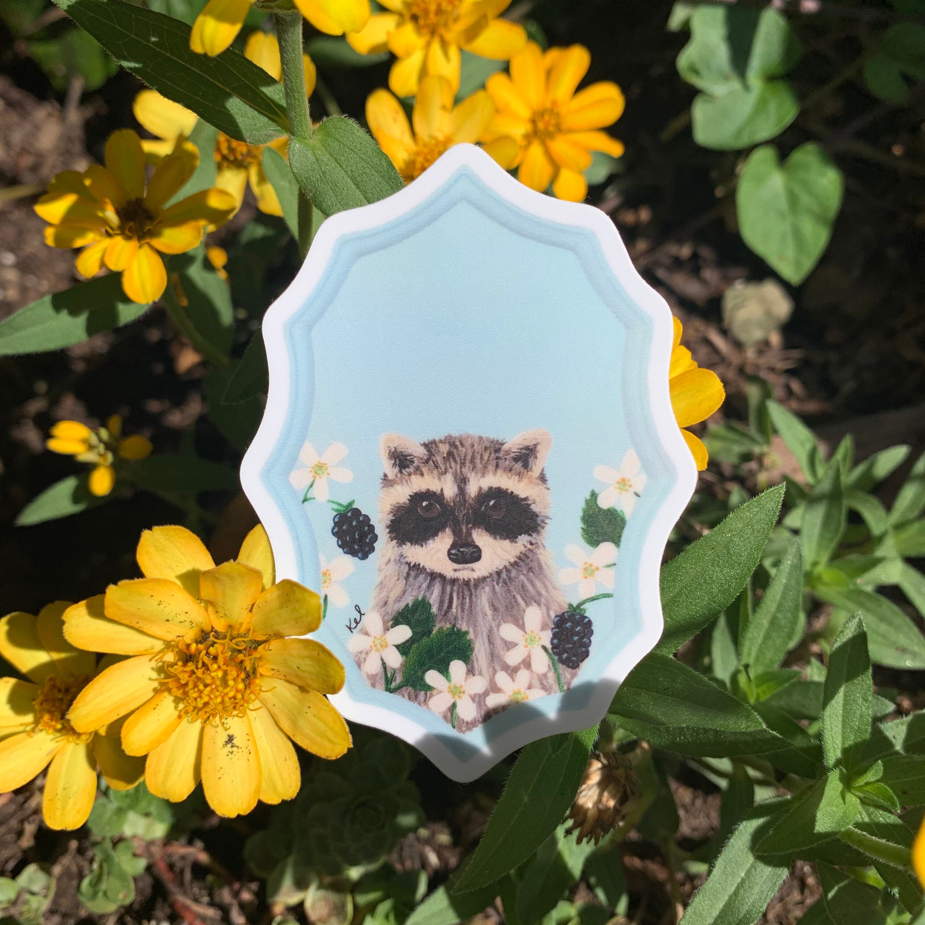 Mapache y moras silvestres Pegatina de vinilo impermeable - Etsy España