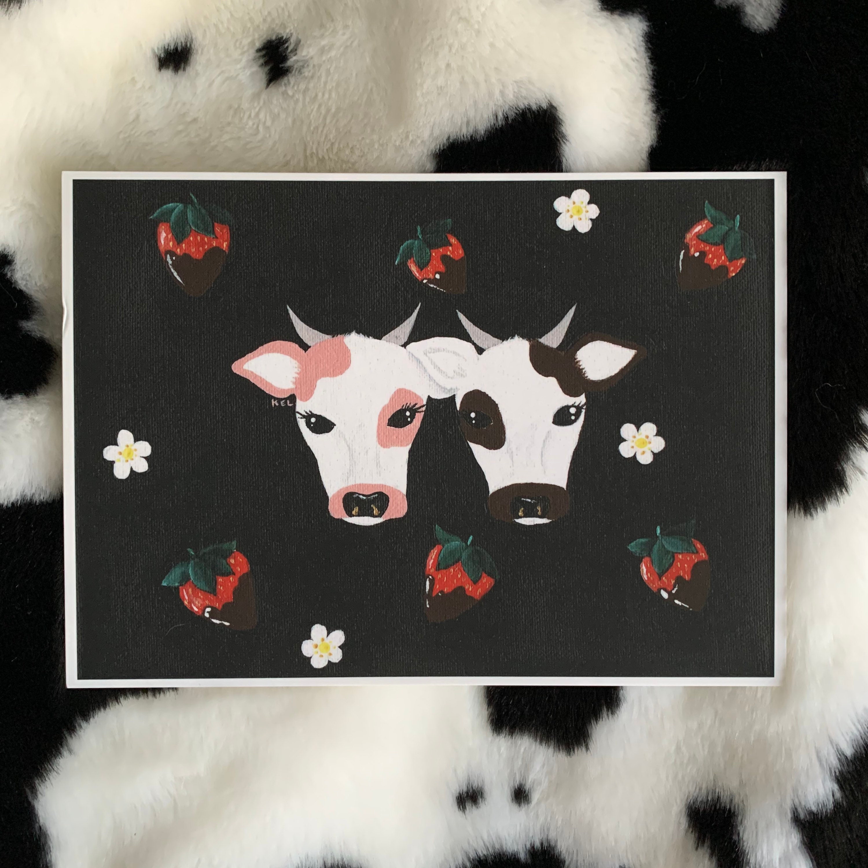 Chocolate Strawberry Cow 5x7 Impresión - Etsy España