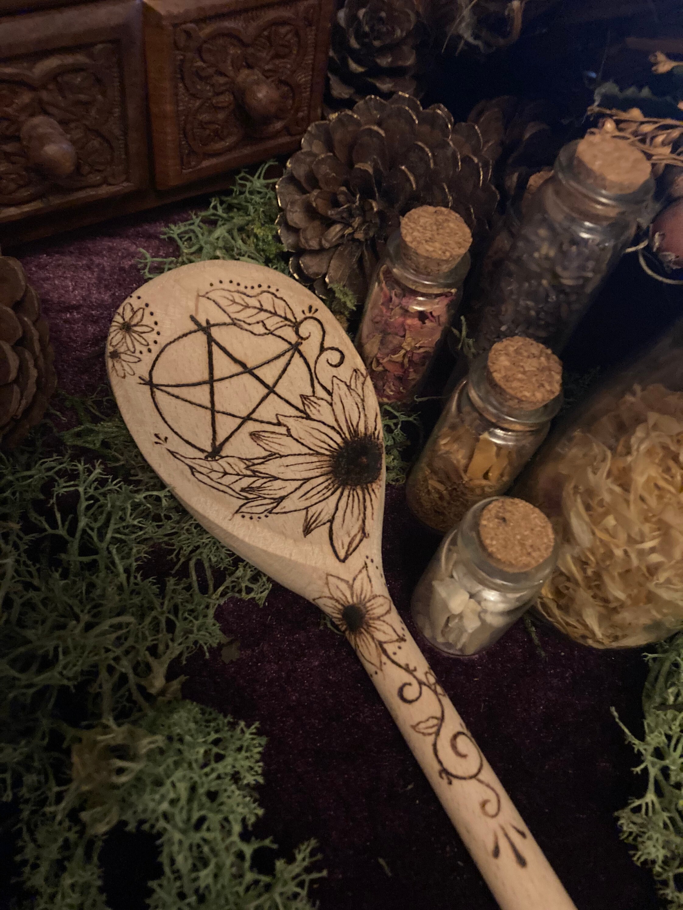 Pentacle Witch Spoon, Wooden Spoon, Kitchen Witch, Witch Gift ...