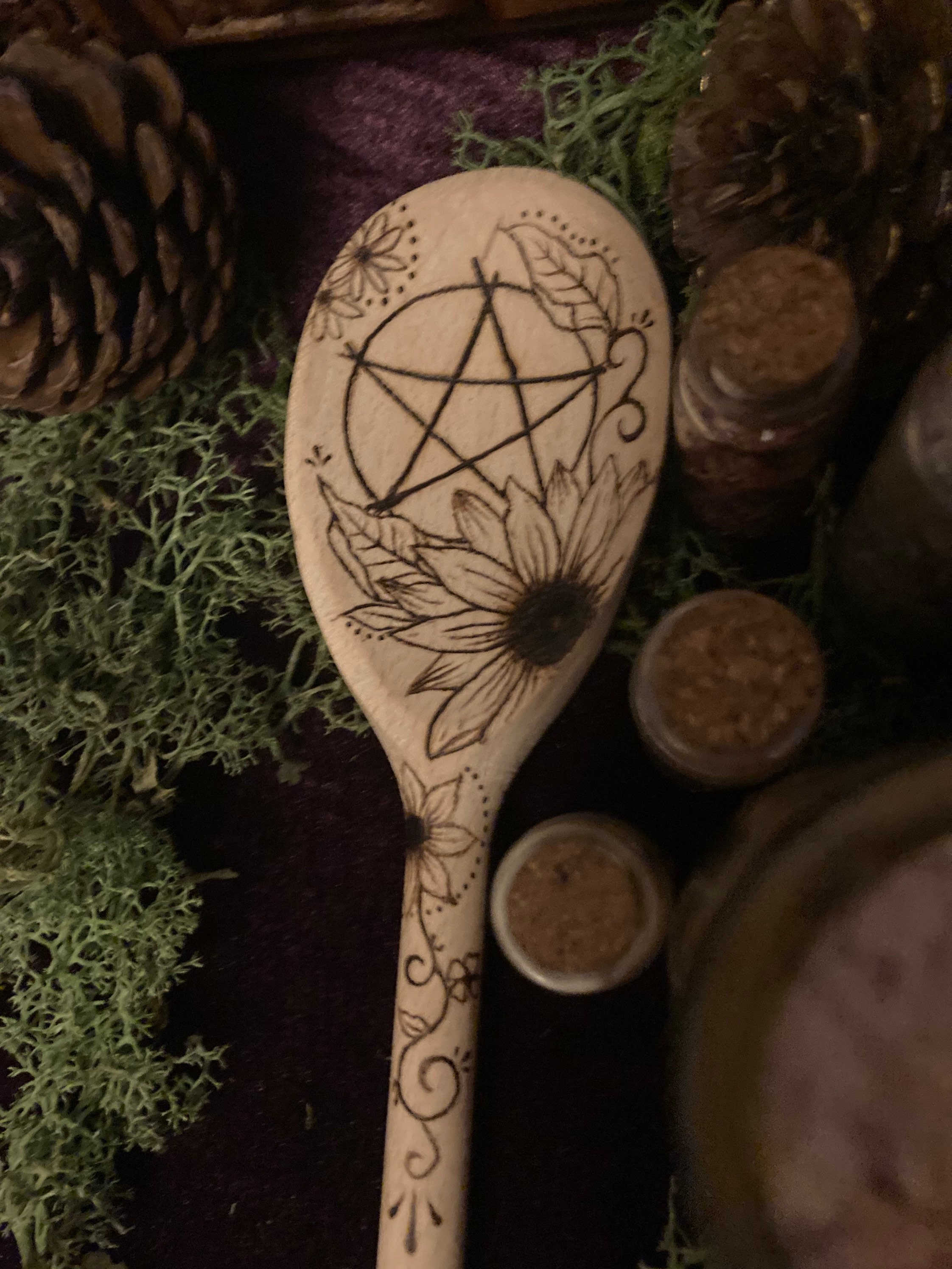 Pentacle Witch Spoon, Wooden Spoon, Kitchen Witch, Witch Gift ...
