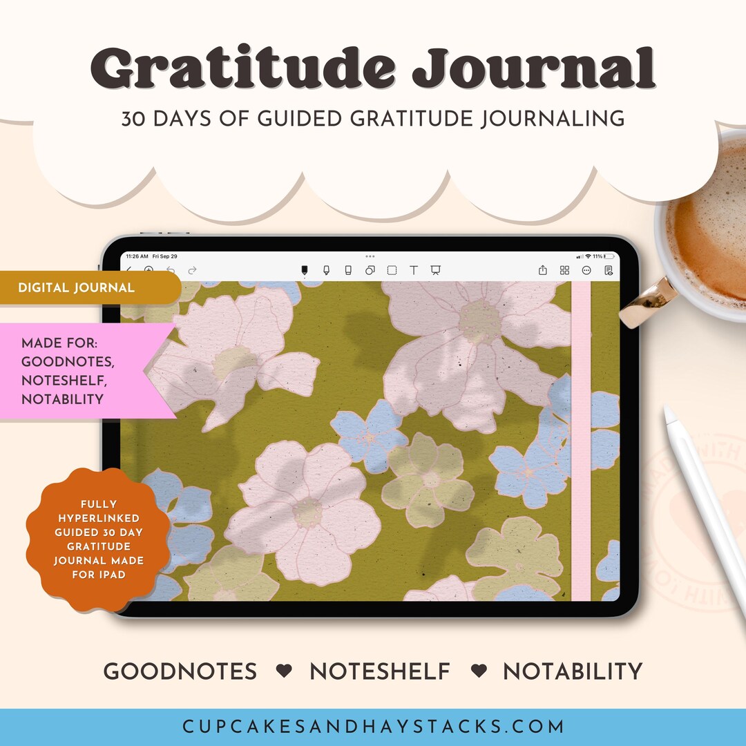 30-day Digital Gratitude Journal for iPad | Guided Gratitude Prompts ...