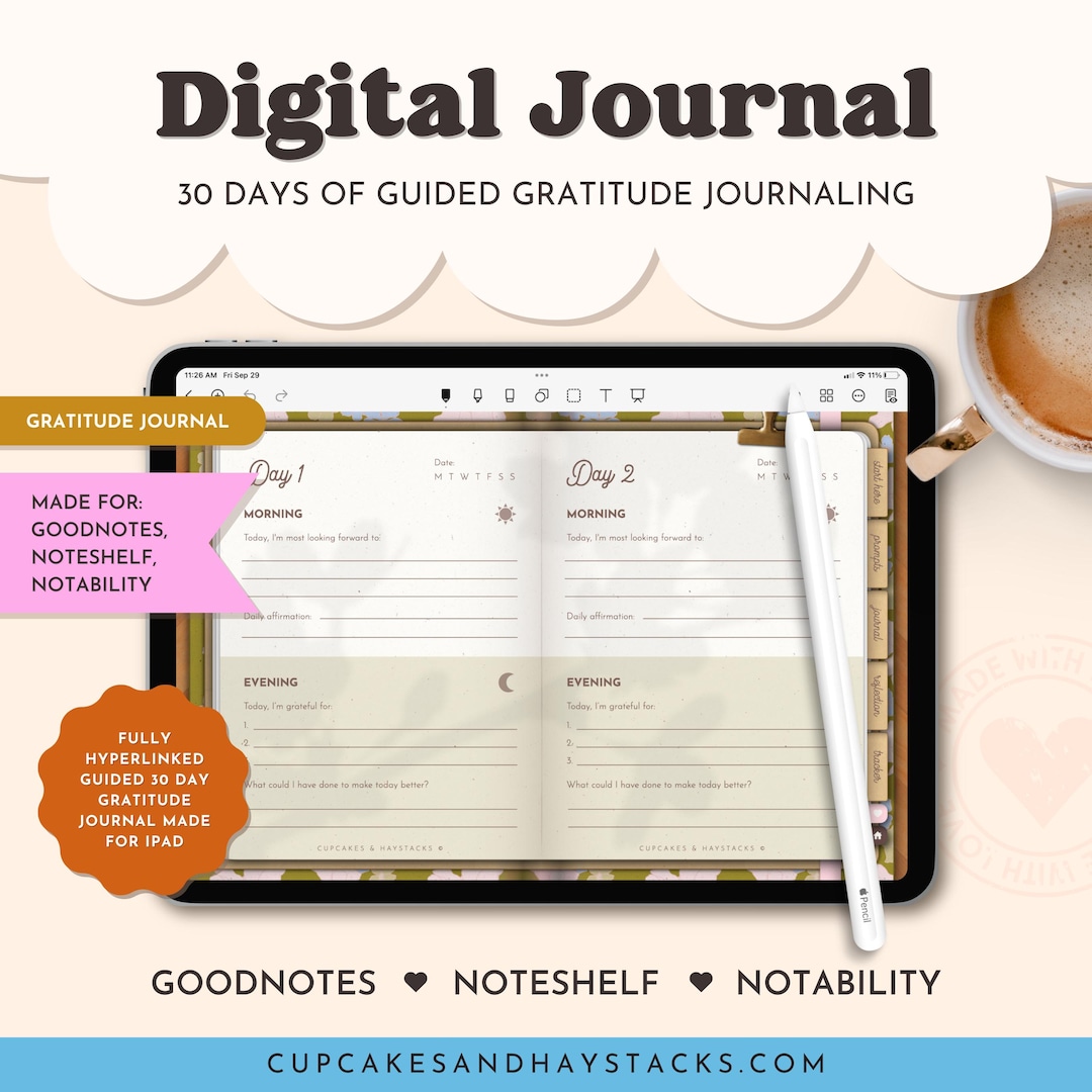 30-day Digital Gratitude Journal: Guided Prompts for Goodnotes ...