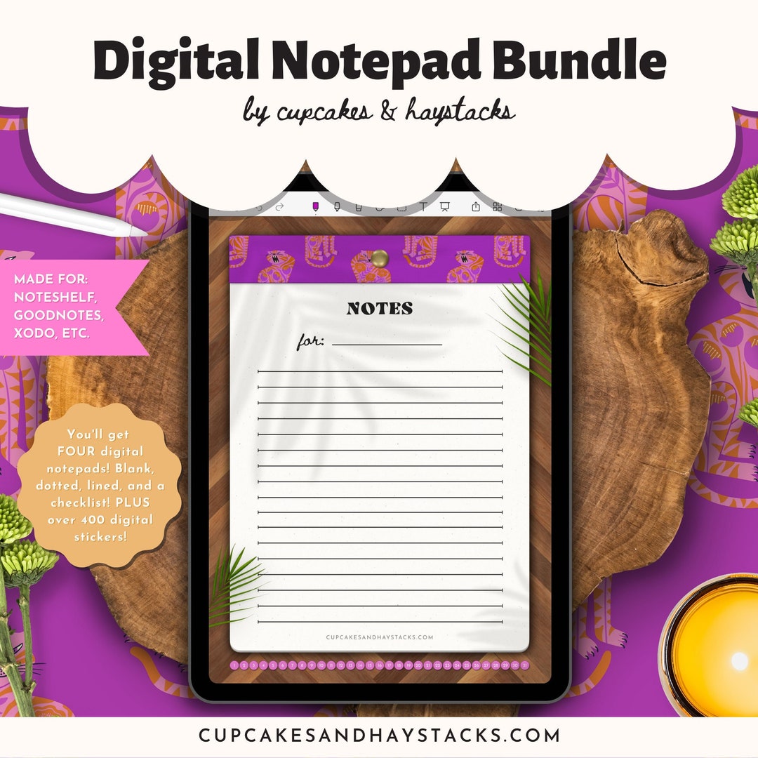 Digital Notepad Bundle, Notebook, Blank, Bullet Journal, Lined, to Do ...