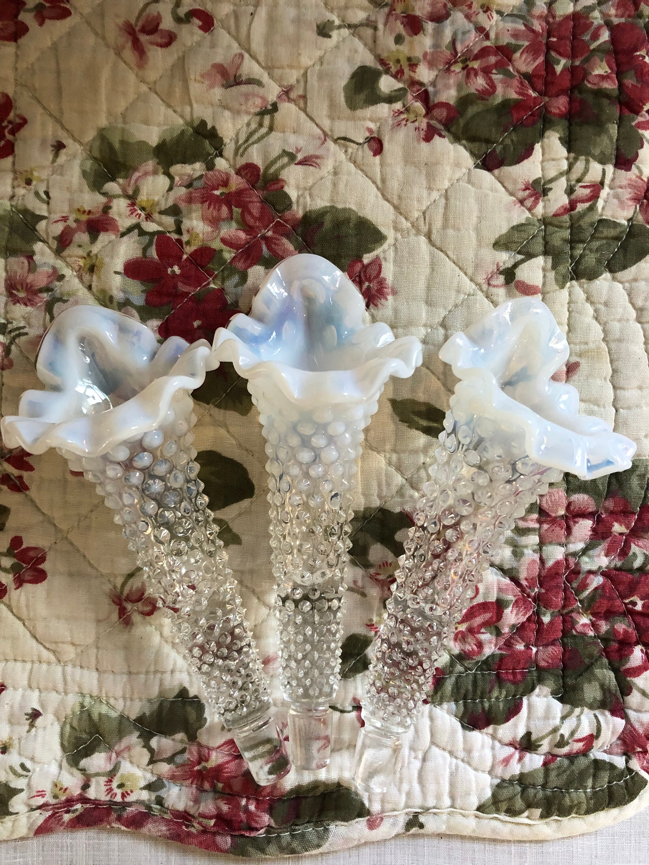 Fenton Hobnail Opalescent 3 Trumpet Epergne - Etsy