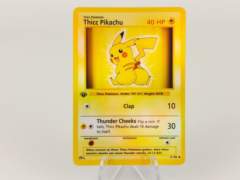 THICC Pikachu Holographic Pokemon Card Orica Custom | Etsy