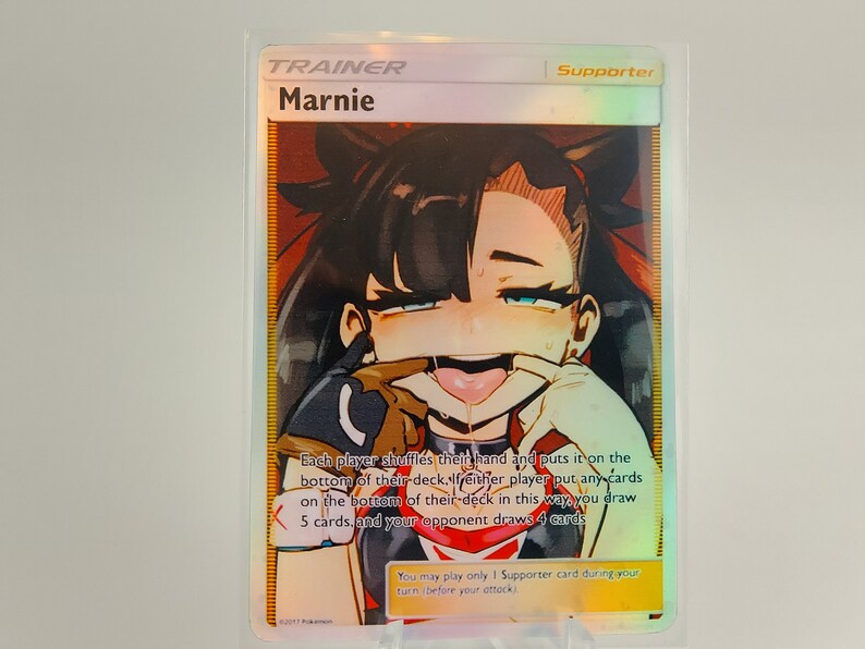 Full Art Holographic Pokemon Orica Custom Waifu Card Marnie Etsy