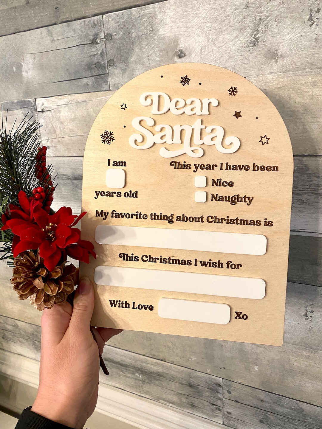 Dear Santa Sign Dry Erase Board Letter to Santa Christmas Photo Prop ...