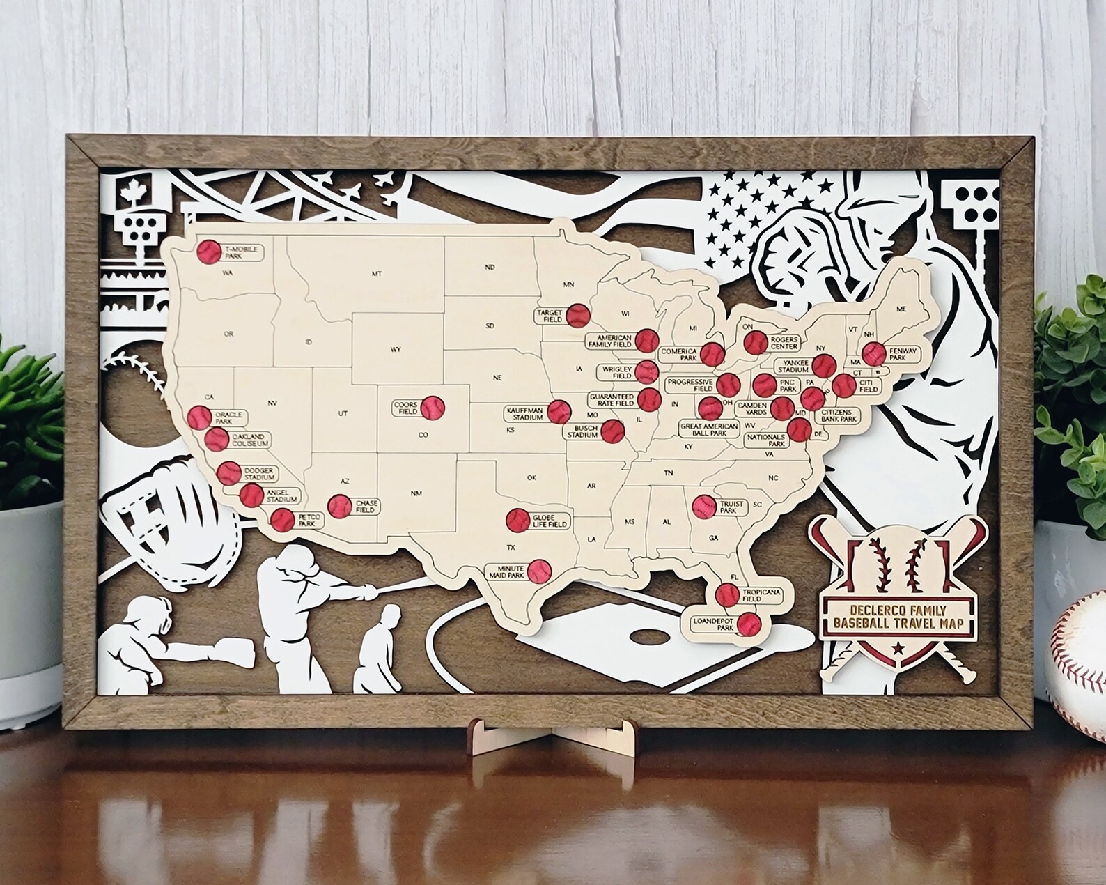 Baseball Stadium Bucket List Map- Pro Game Tour Tracker- Family Travel ...