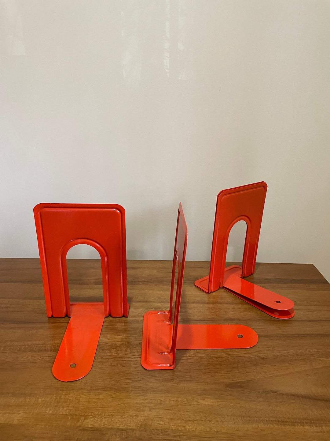 Large Red-orange Metal Bookends - Etsy