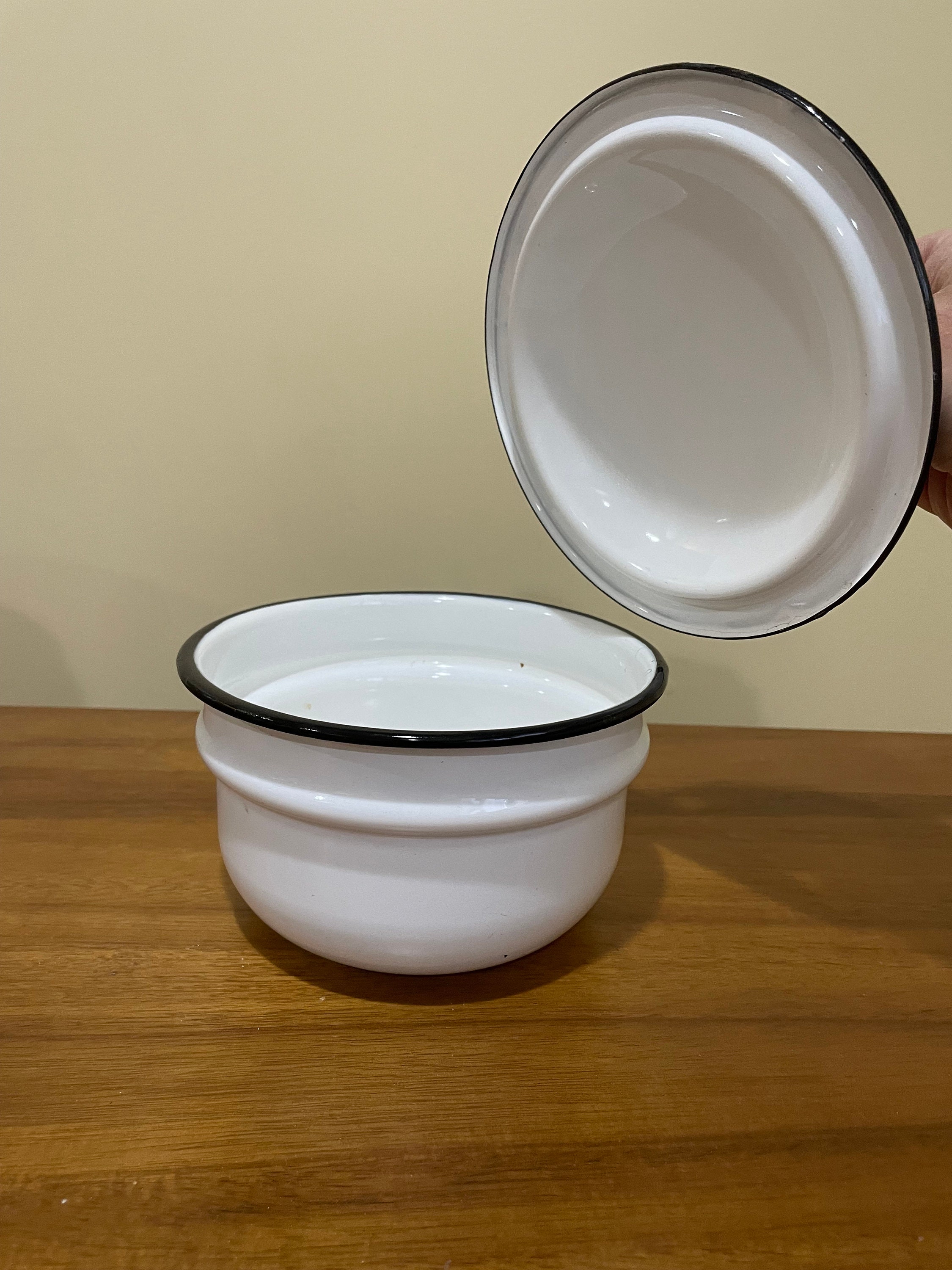 Round Enamel Container - Etsy