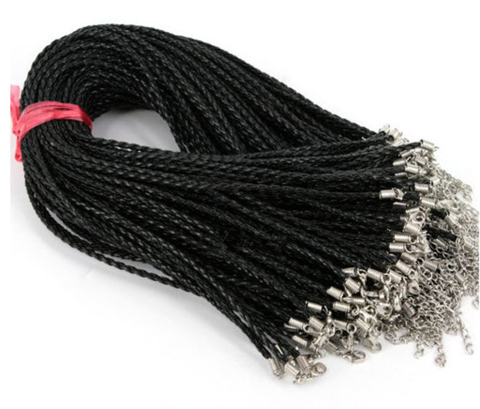 50pcs 16-18inches 3mm Adjustable Black Braided PU Leather Cord - Etsy