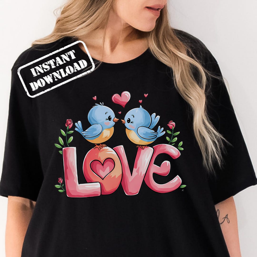 Love Birds Valentines Day Png, Love Png, Xoxo Png, Retro Heart Png ...