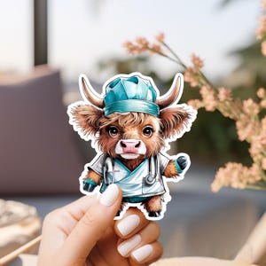Nurse Highland Cow Png Sublimation Design, Nursing Png, Baby Highland ...