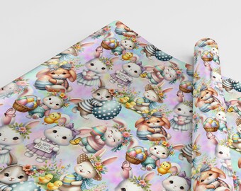 Watercolor Bunny Fabric Design Easter Egg Seamless Pattern Spring ...