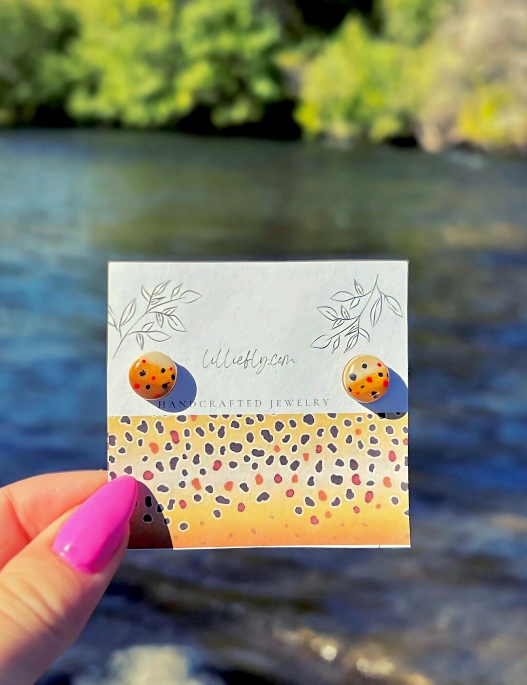 Handmade Polymer Clay Brown Trout Stud Earrings – Fly Fishing Jewelry ...