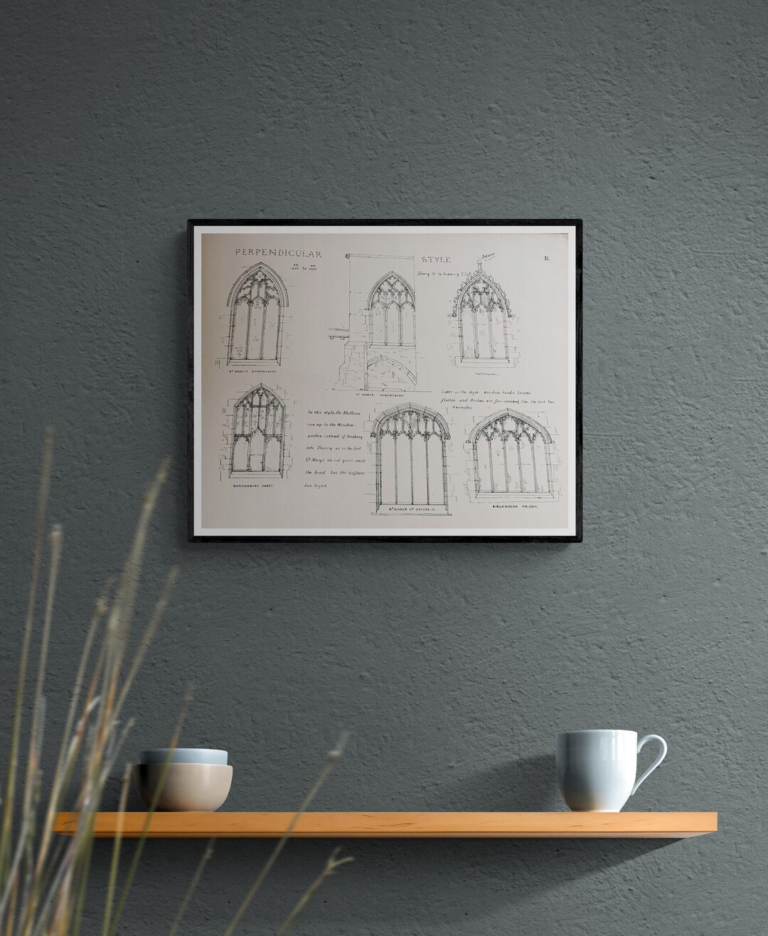 Architectural Drawing Studies Style Perpendicular Antique Wall Art ...