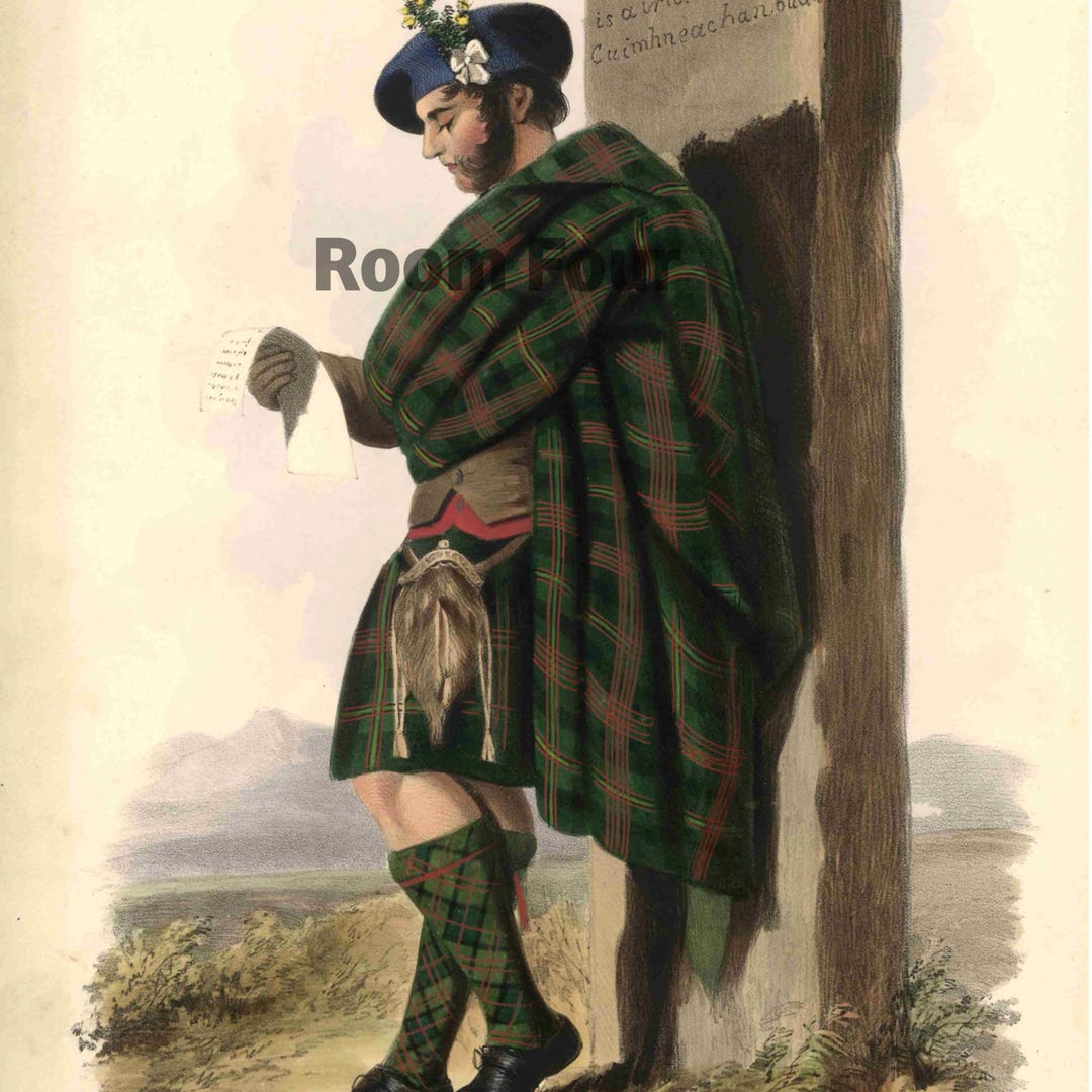 1845 Antique Clan Logan Print – Scottish Highlands Heritage Lithograph ...