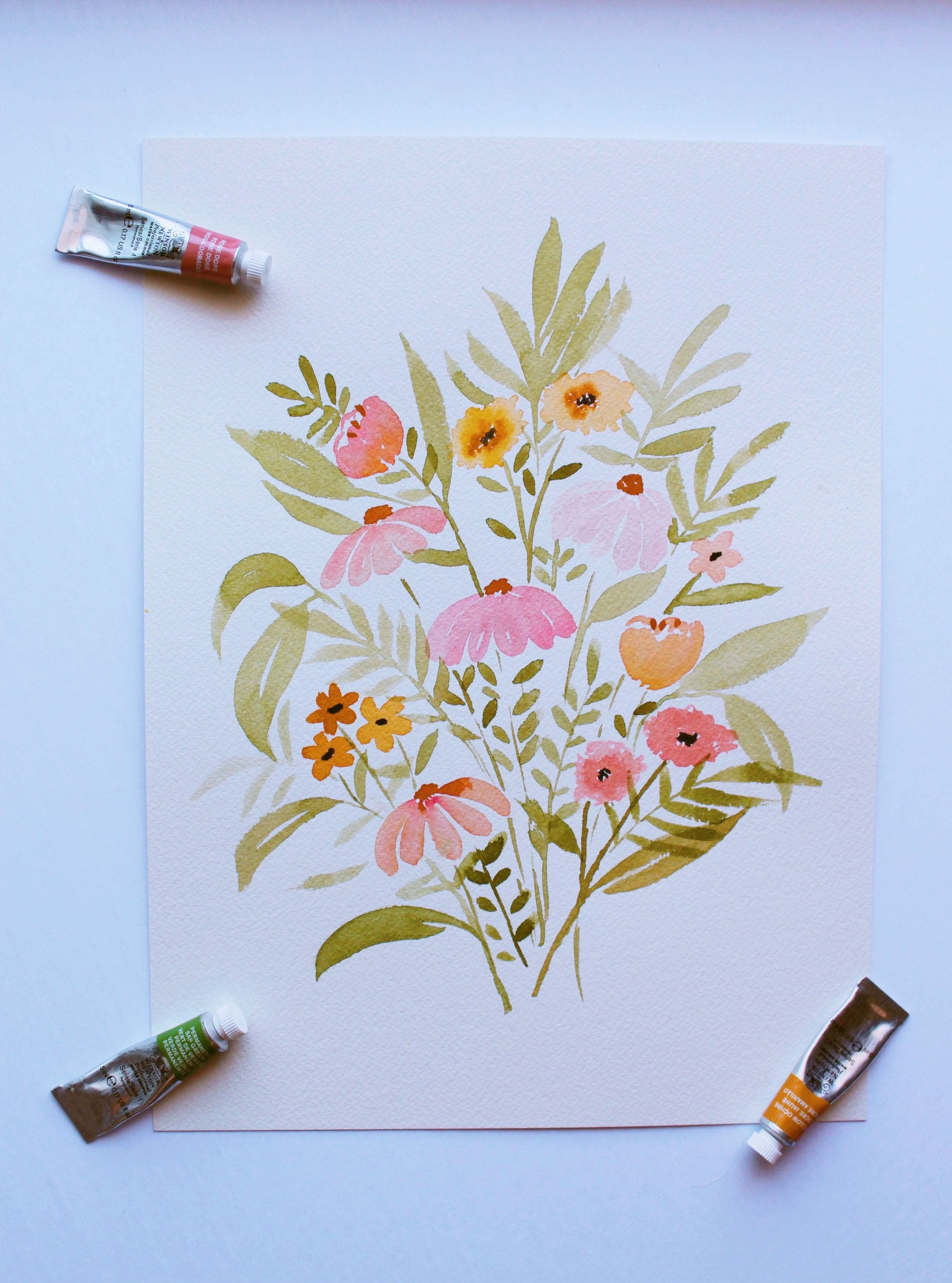 Original Watercolor Spring Floral Bouquet Wildflower - Etsy