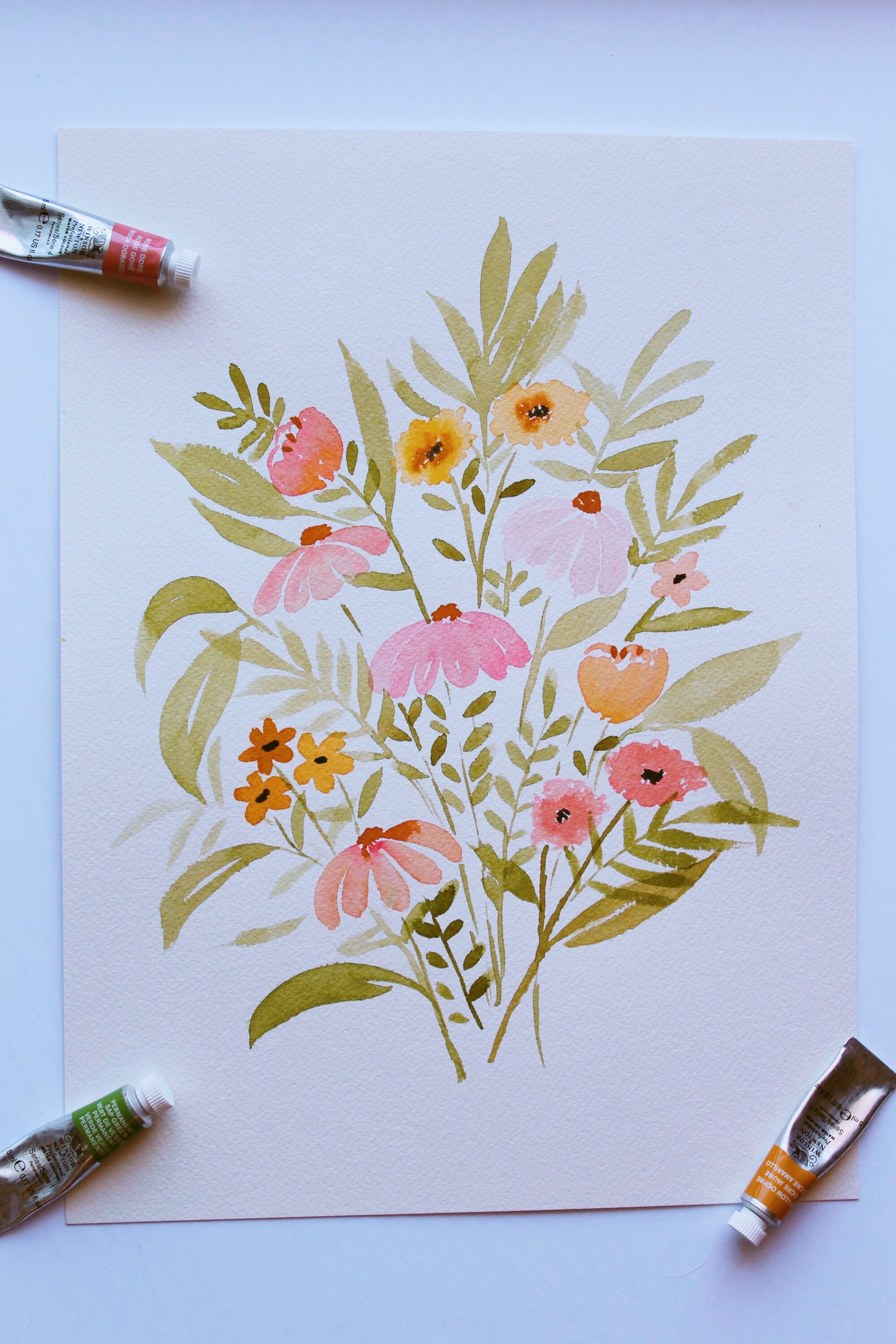 Original Watercolor Spring Floral Bouquet Wildflower - Etsy