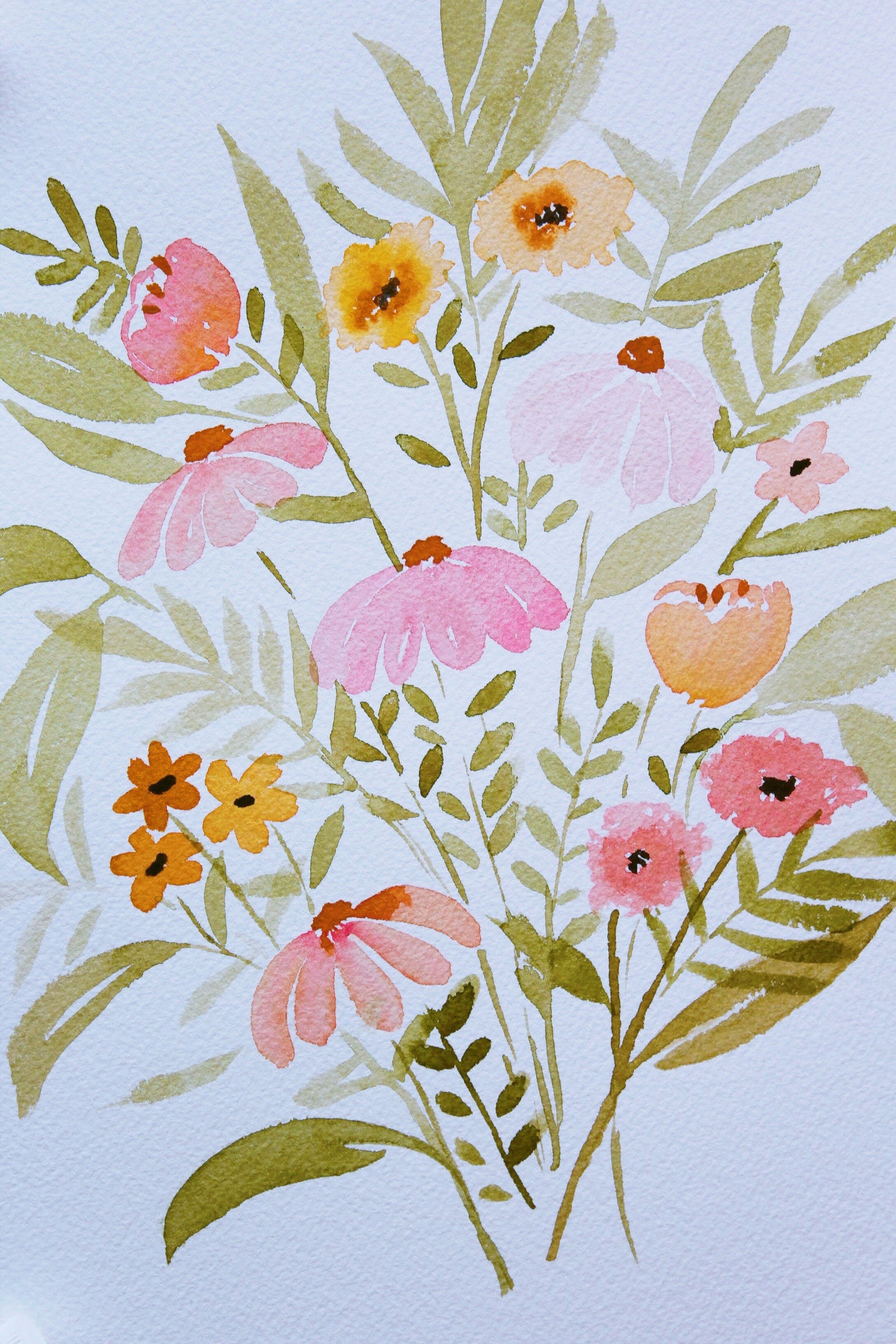 Original Watercolor Spring Floral Bouquet Wildflower - Etsy