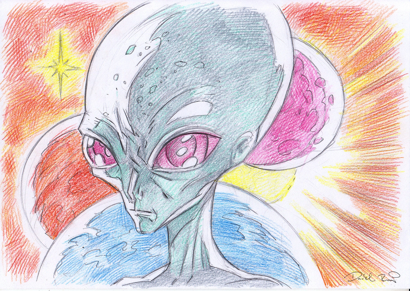 Zeta Reticuli Alien Anime Concept Art - Etsy