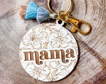 Mama Wood Keychain - Etsy
