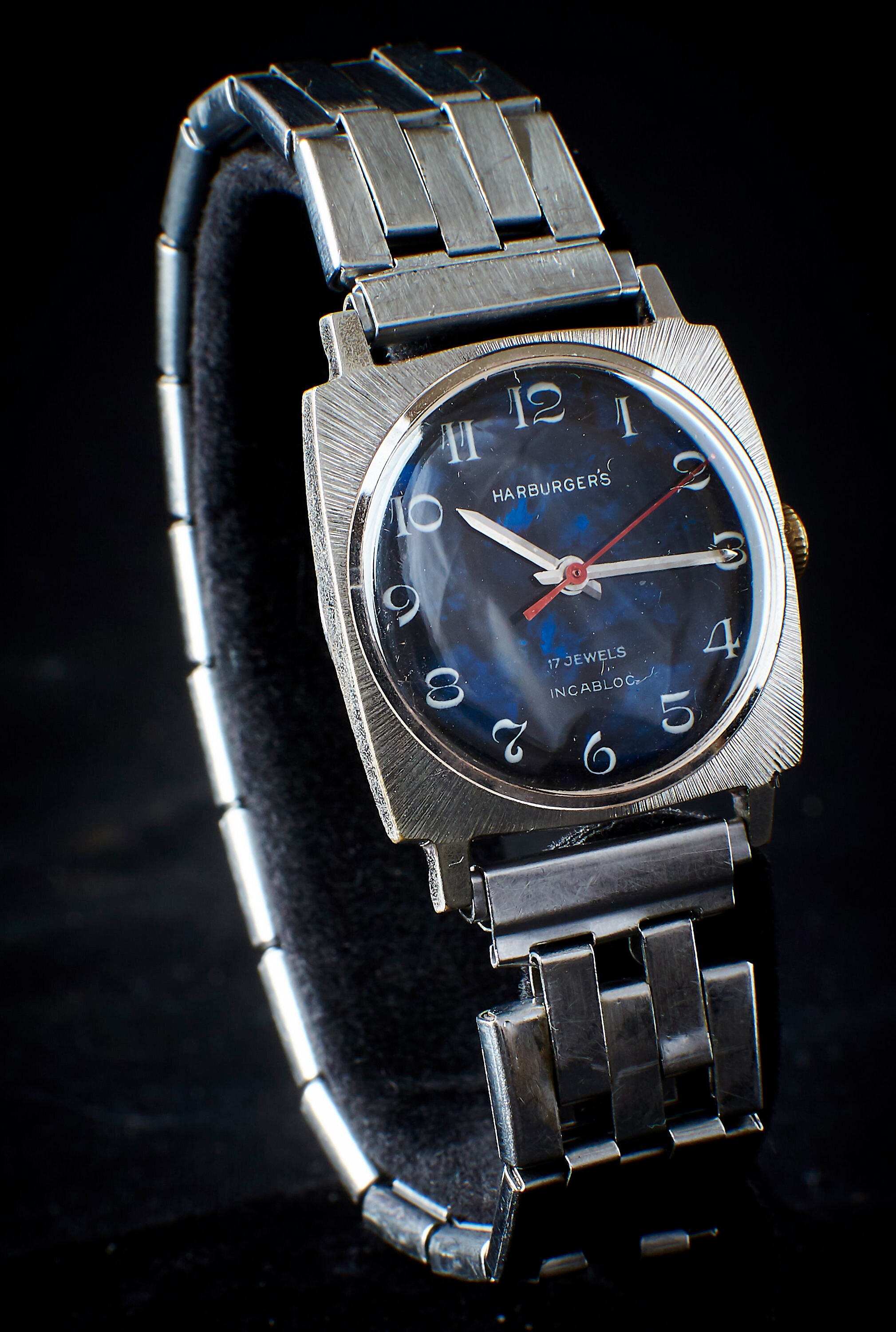 Vintage 1960s FUNKY blue French Watch - Harburger's Automatic Stainless ...