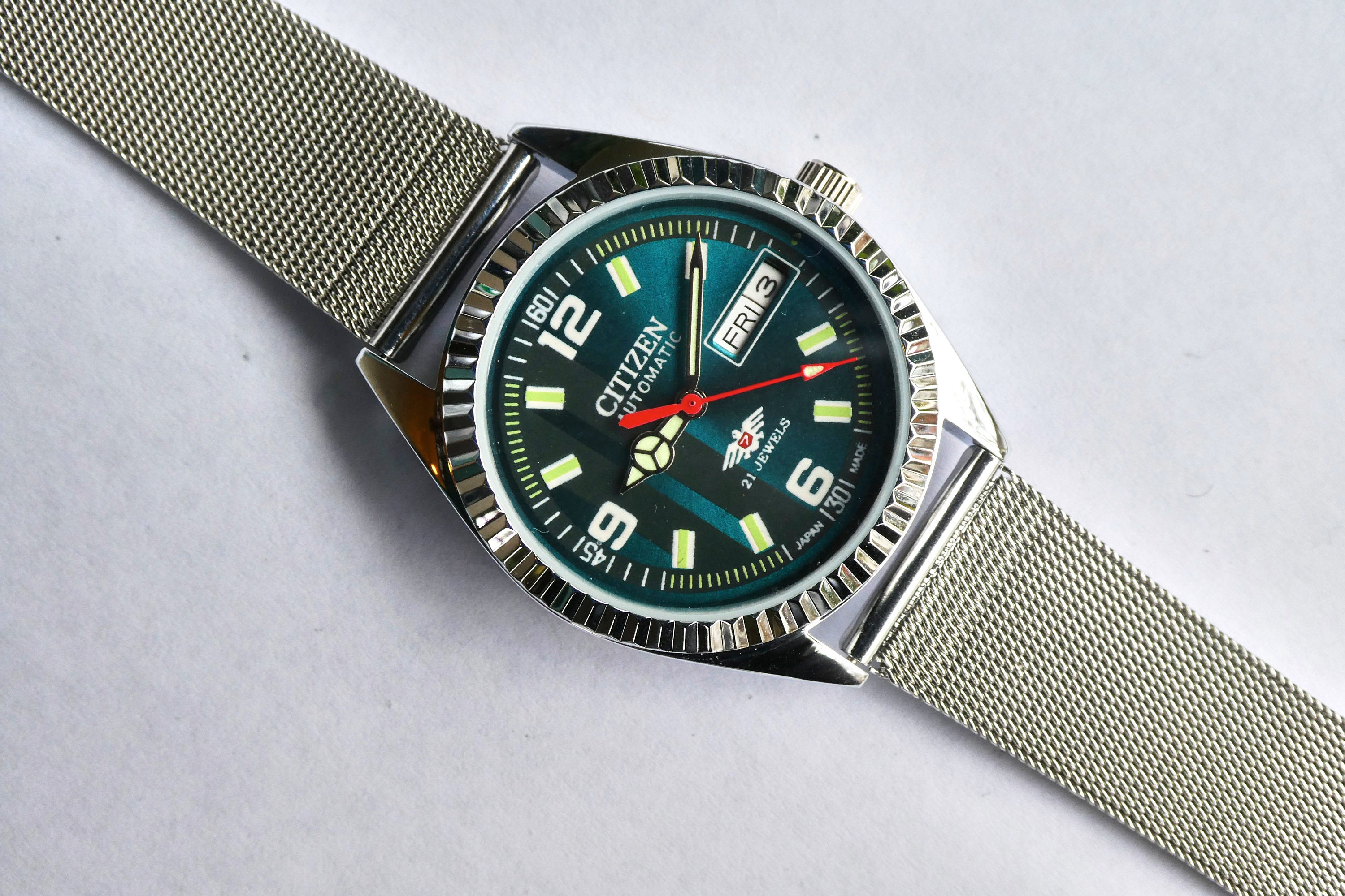 FLASHY Men's/Unisex MODDED 70s Citizen Watch - GREEN, Blingy, Bold ...