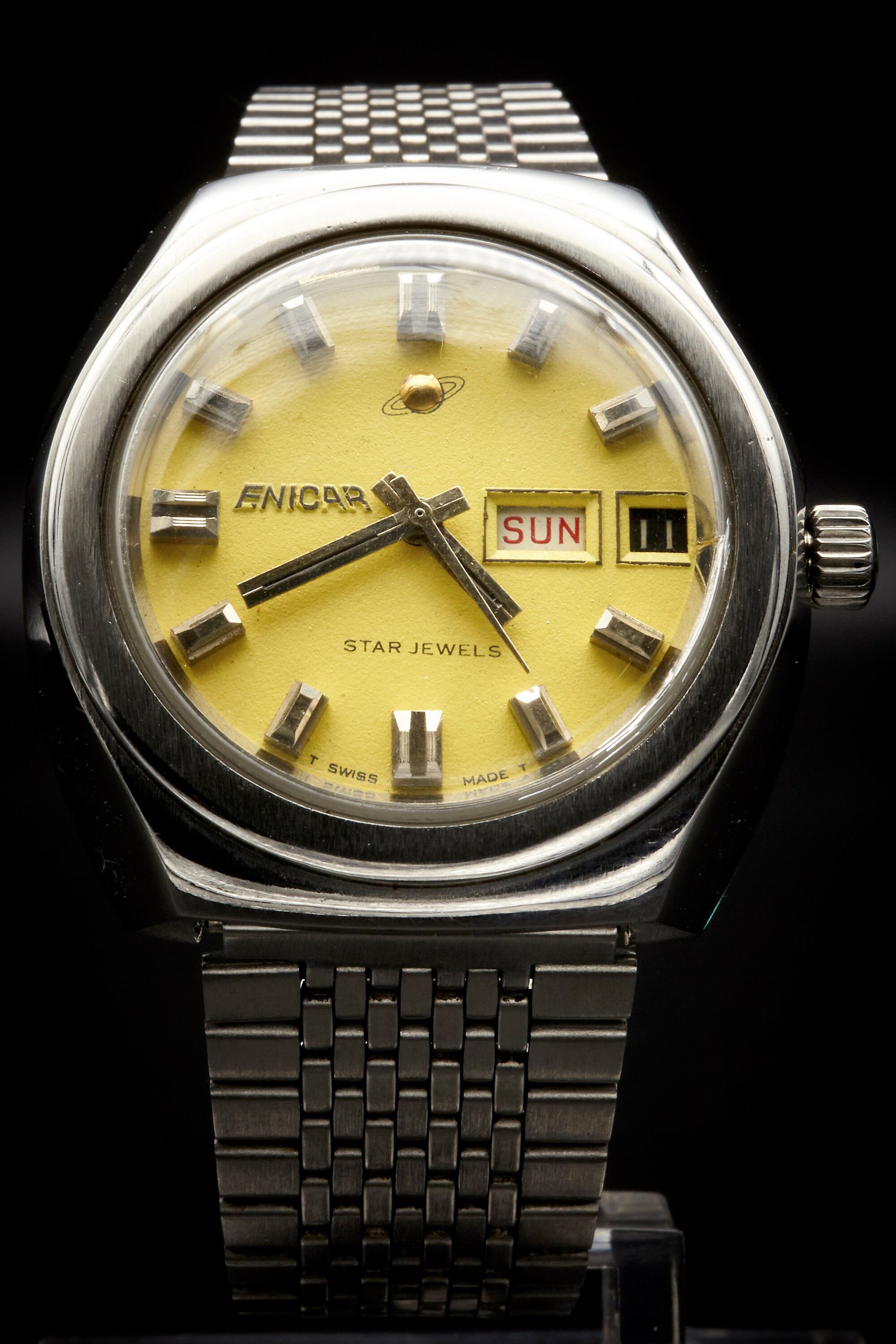 1970s Enicar Star Jewels Stainless Mens Vintage Watch | Vintage Enicar ...