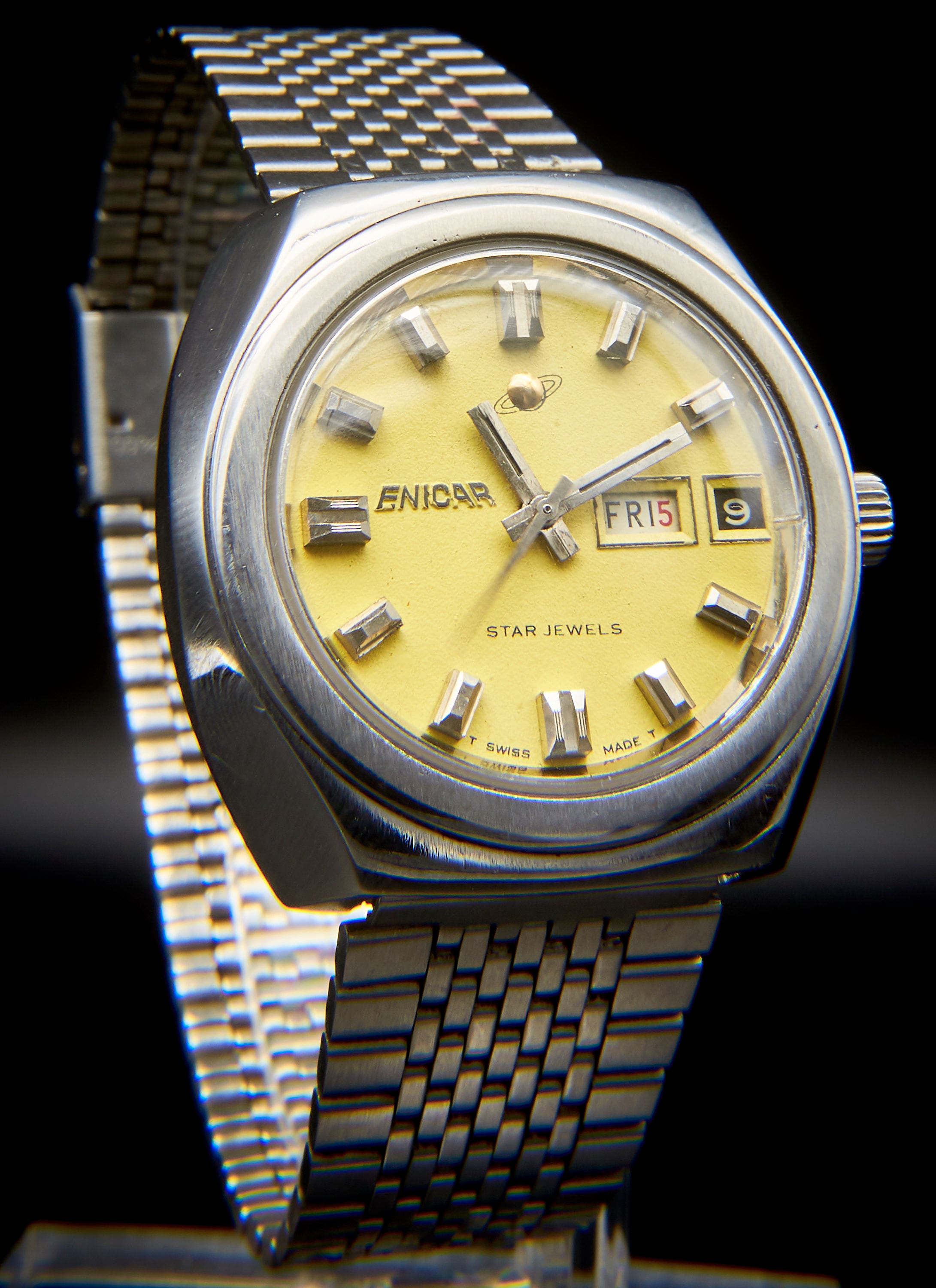 1970s Enicar Star Jewels Stainless Mens Vintage Watch | Vintage Enicar ...