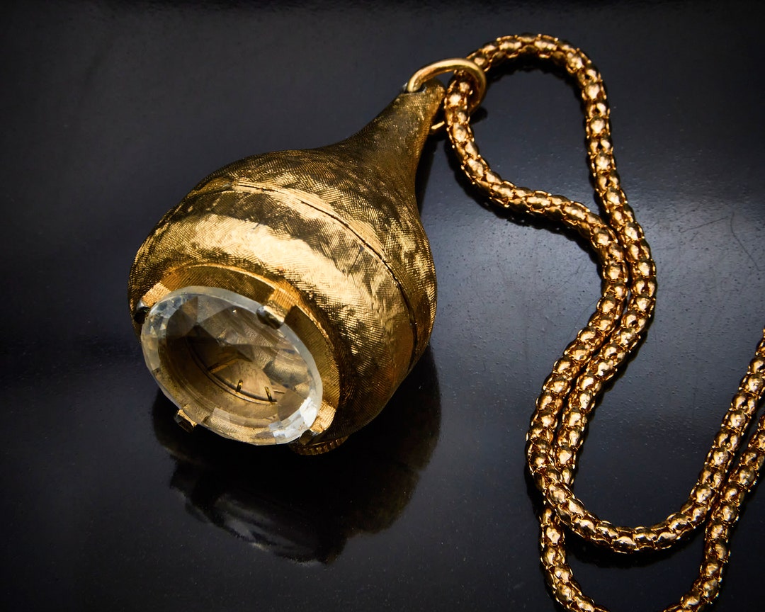 1960s Philippe Cotier Teardrop Shape Pendant, Sparkling Faux Diamond ...